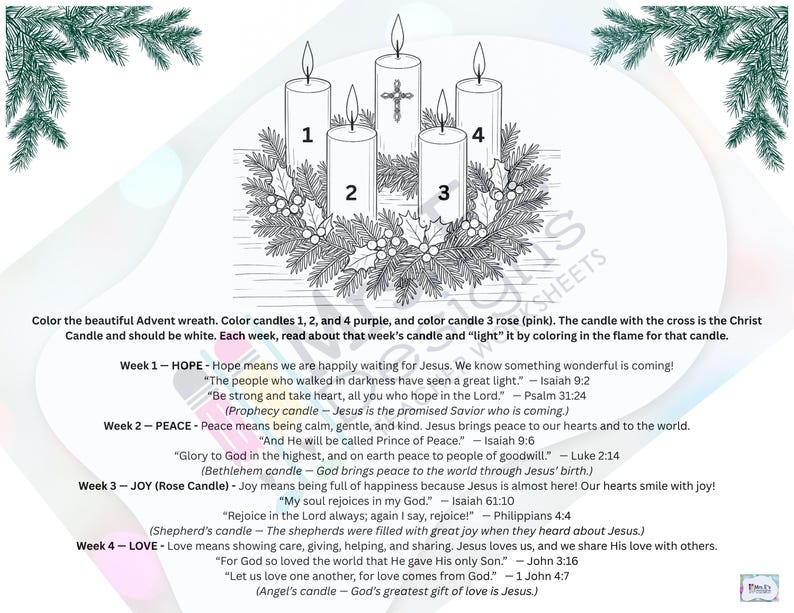 Advent Wreath Coloring and Scripture Activity Catholic Preschool ...