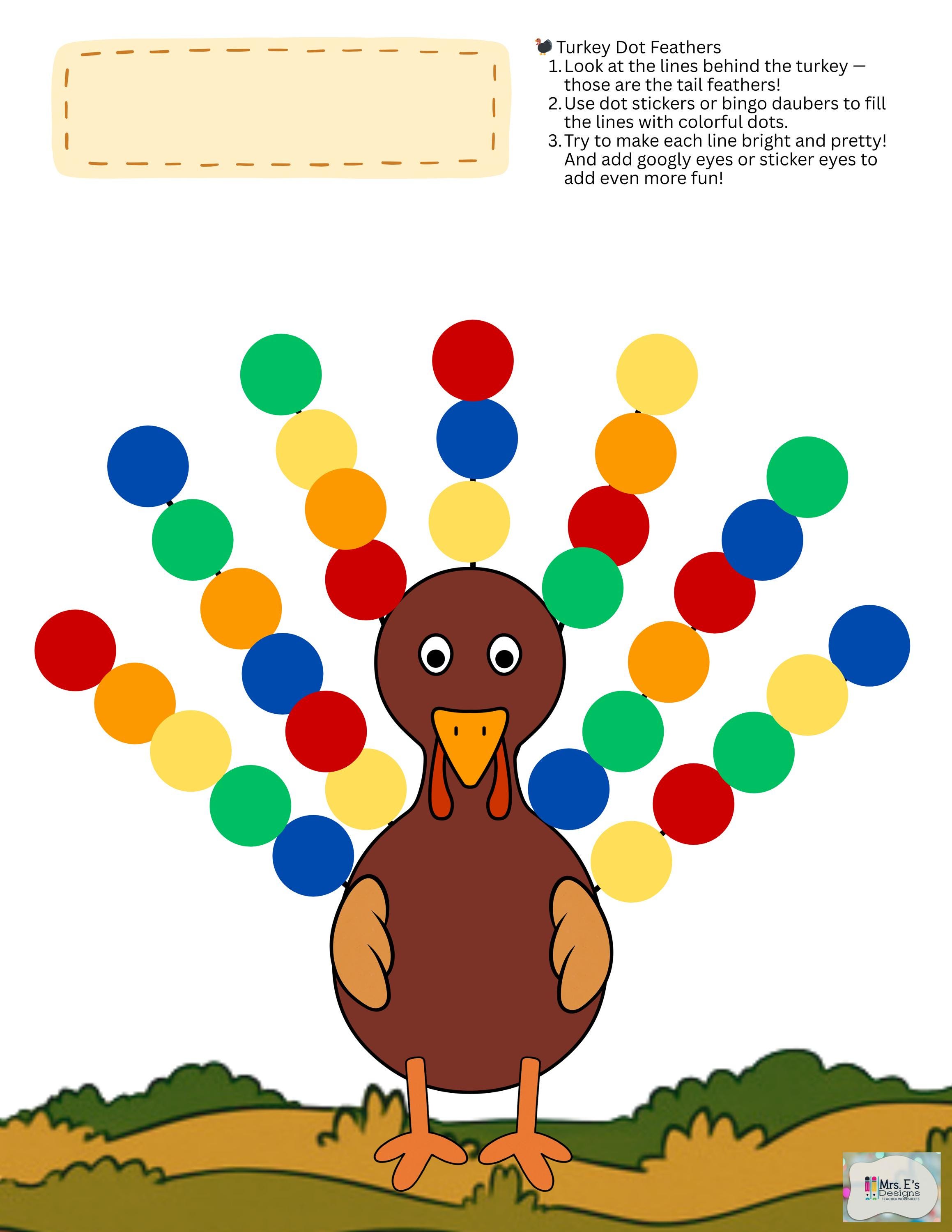 Turkey Dot Sticker Craft – Fine Motor Fun for Little Learners! - Etsy