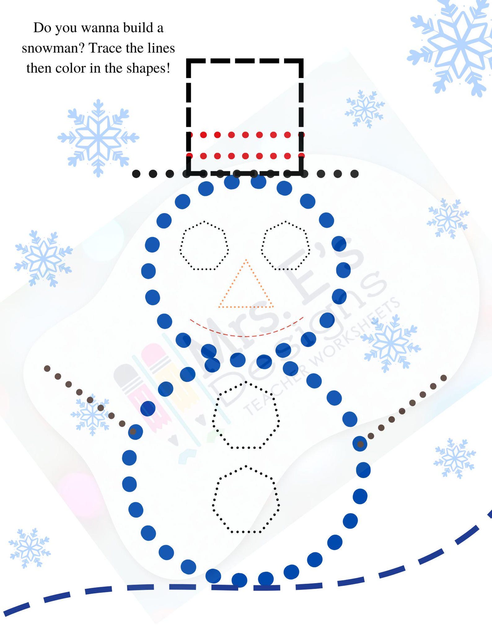 SNOWMAN TRACING WORKSHEET - Etsy
