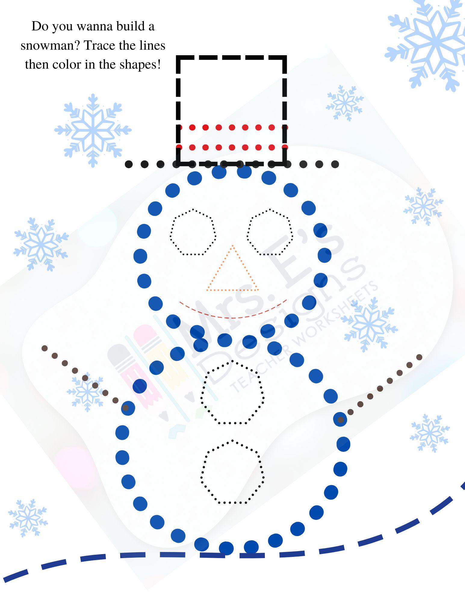 SNOWMAN TRACING WORKSHEET - Etsy