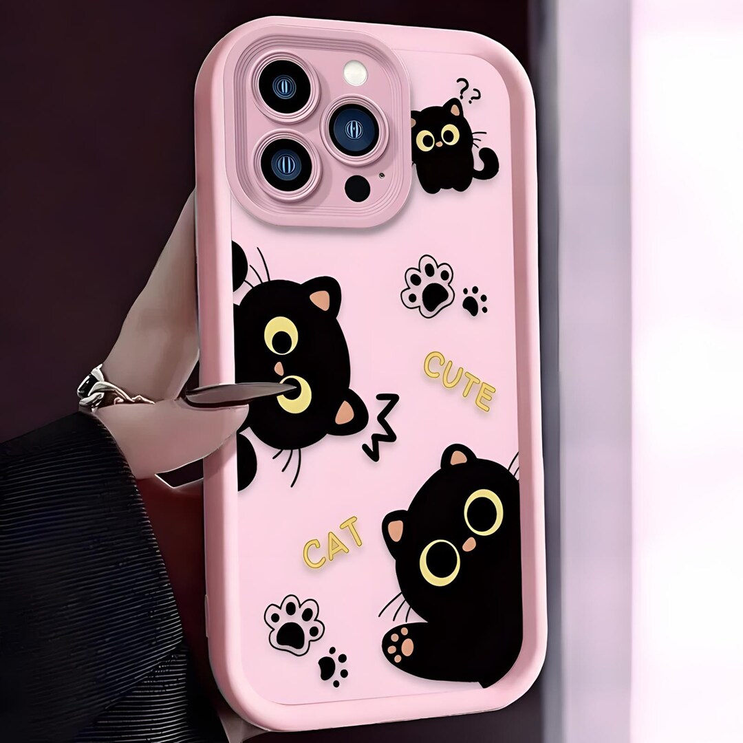 Cute Black Cat iPhone Case – Adorable & Protective Phone Cover for Cat Lovers - Etsy