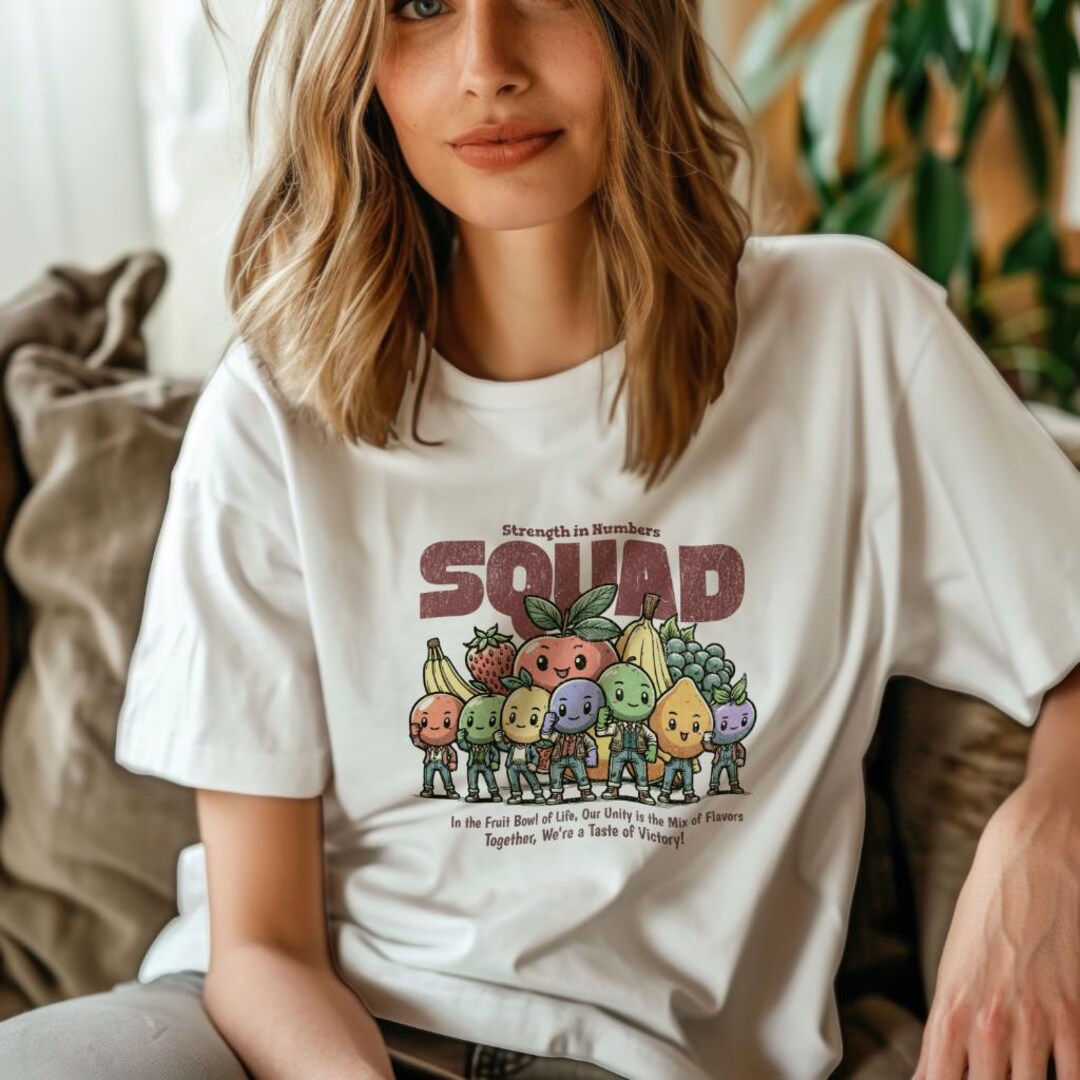 Cute Kawaii Fruit Squad Digital T-shirt Design Adorable Cartoon Fruit ...