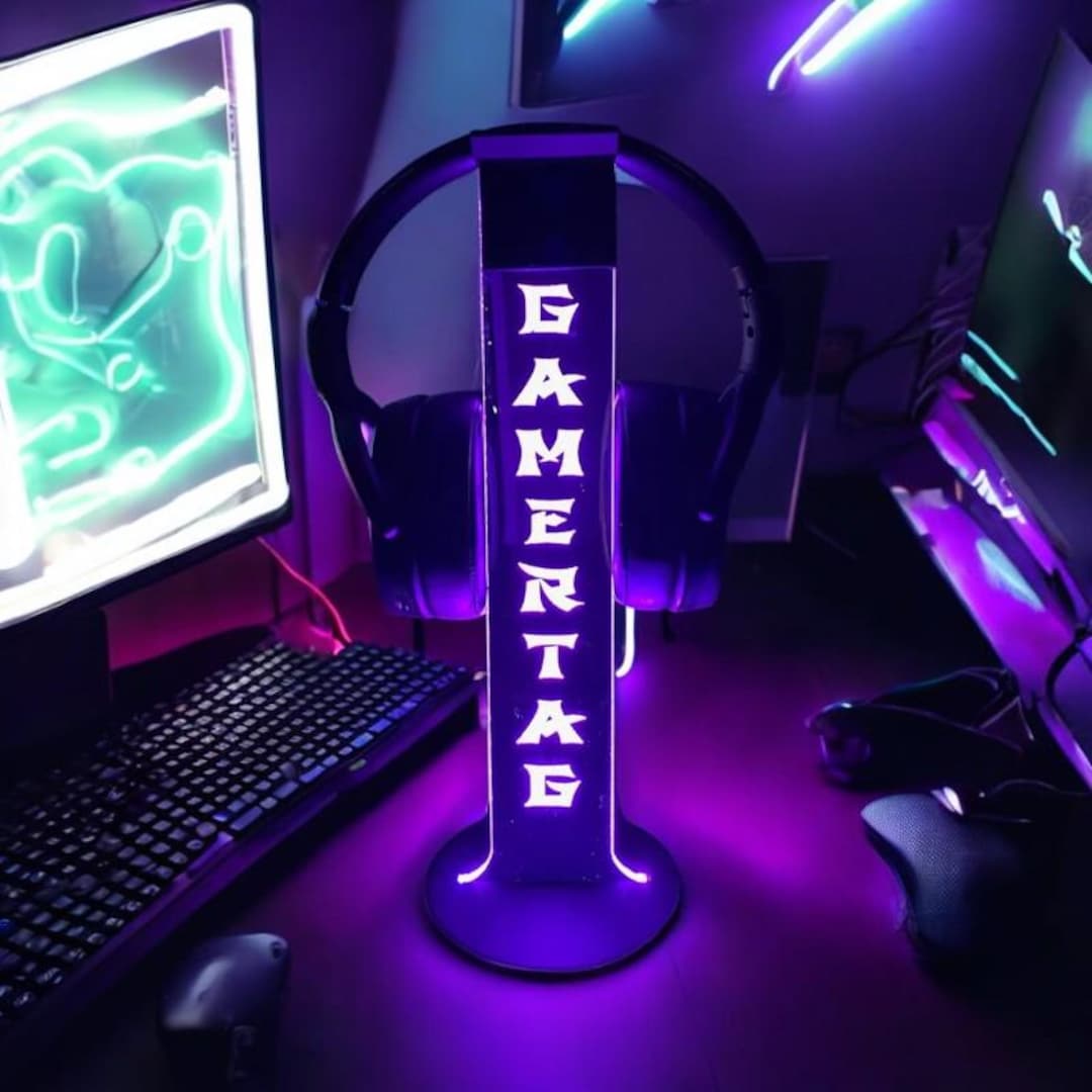 Custom LED Neon Headphone Stand – Personalized Gamertag 3D Night Light ...