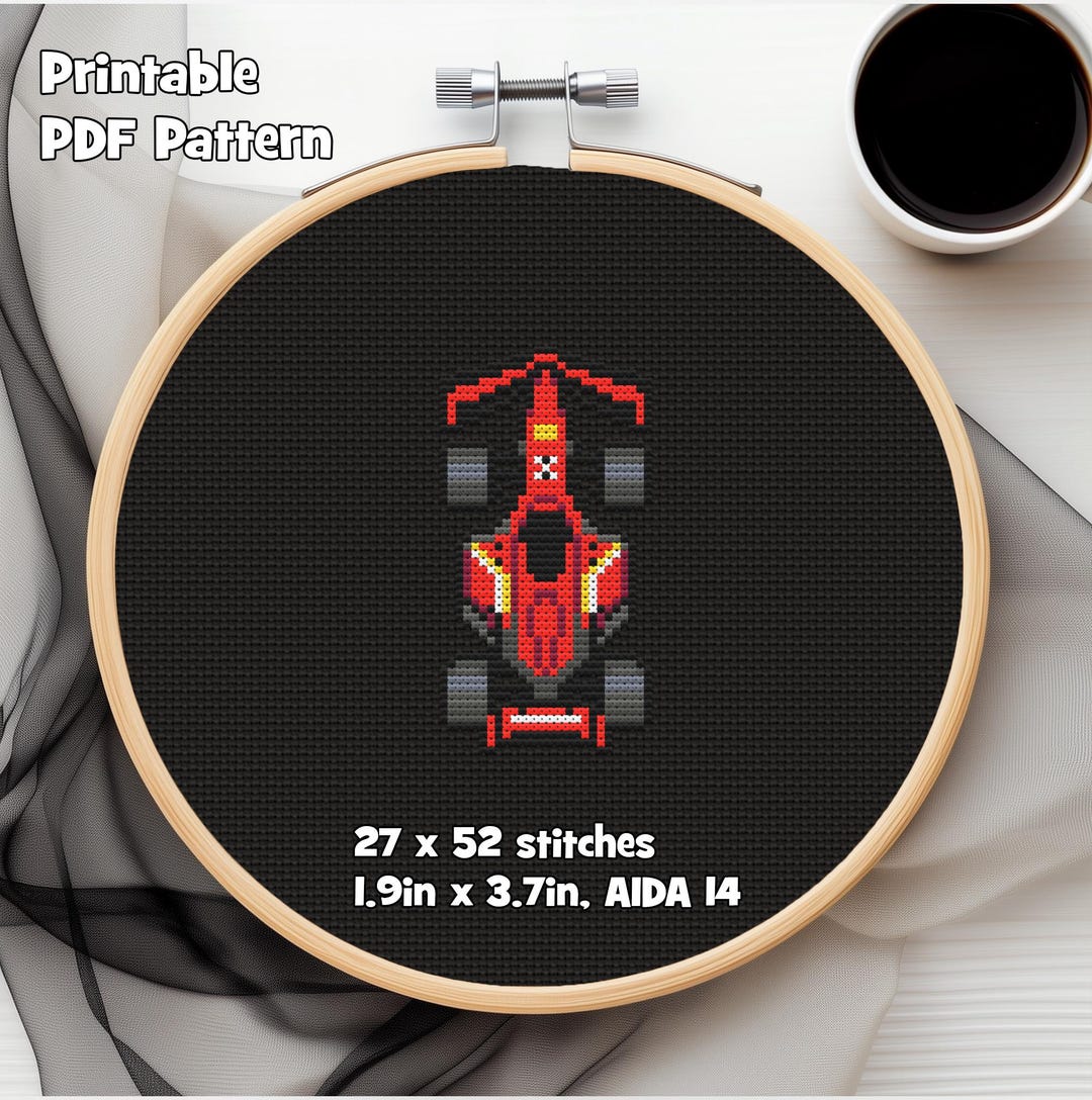 Ferrari Formula Car PDF Cross Stitch Pattern, 2024 Livery, 27w X 52h ...