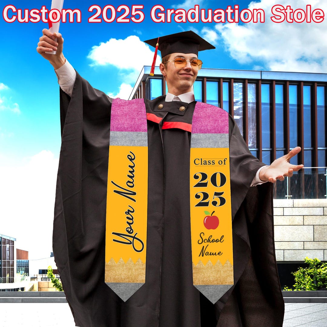 Custom Teacher Graduation Stoles, Personalized Class of 2025 Grad Gift ...