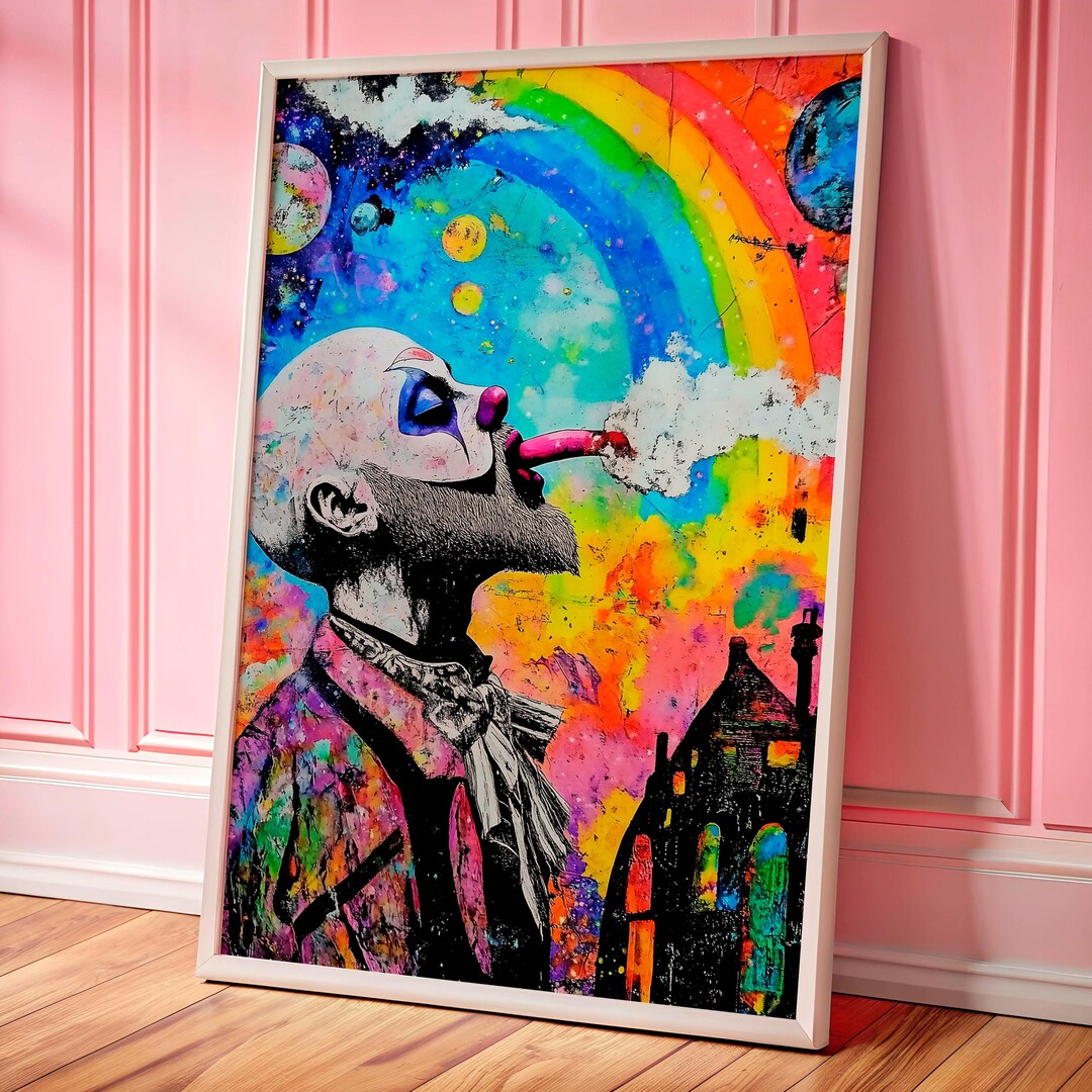 Maximalist Clowncore Wall Art Print, Surreal Clown Poster, Psychedelic ...
