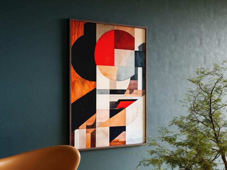 Bauhaus Art Print, Abstract Geometric Shapes, Mid Century Modern Wall ...