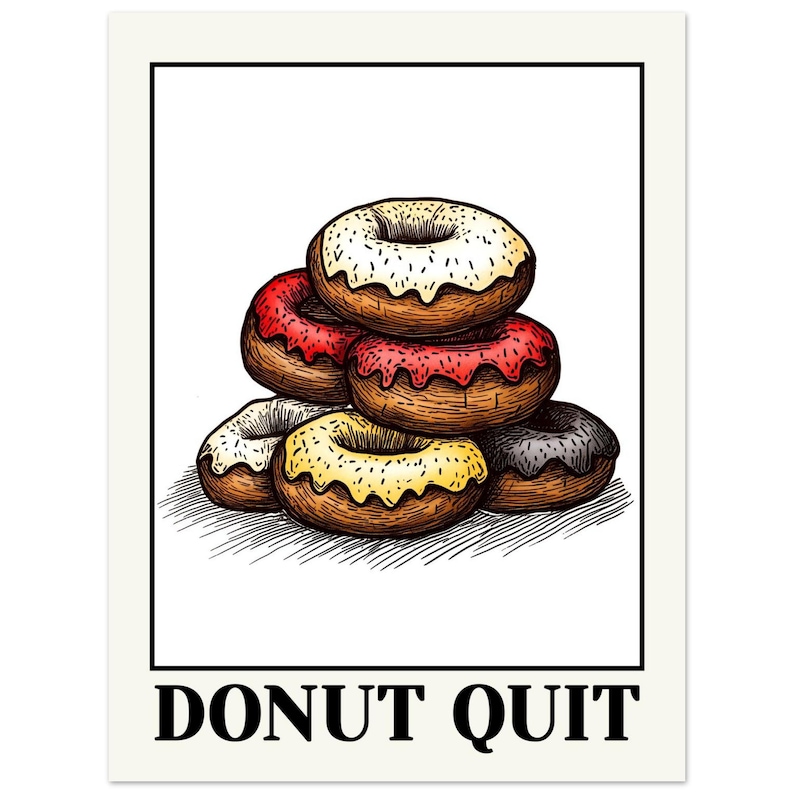 Donut Quit Kitchen Wall Art Print, Funny Motivational Donut Poster ...
