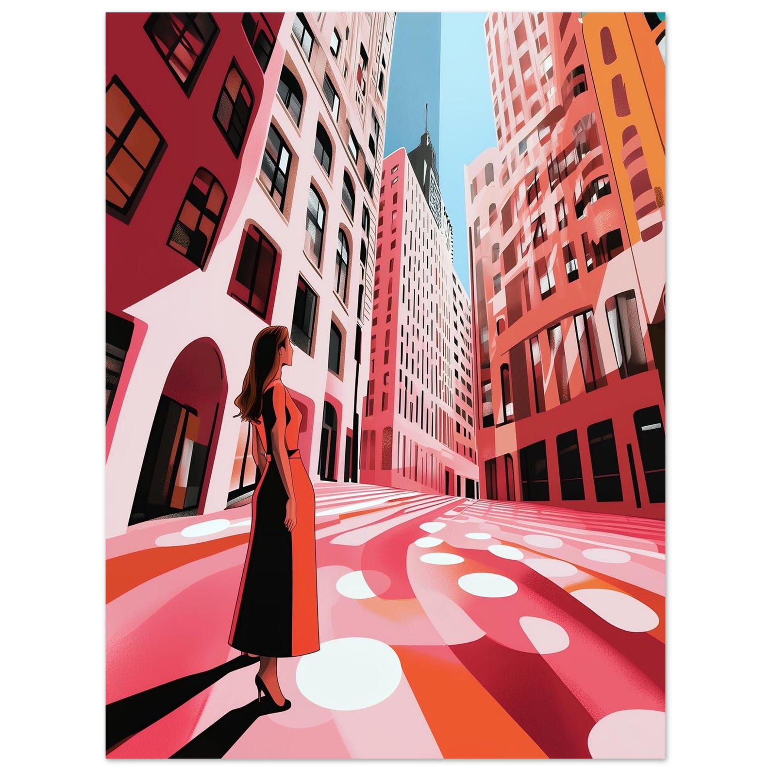 Dopamine Decor Wall Art, Woman in the City Poster, Preppy Pop Art Print ...