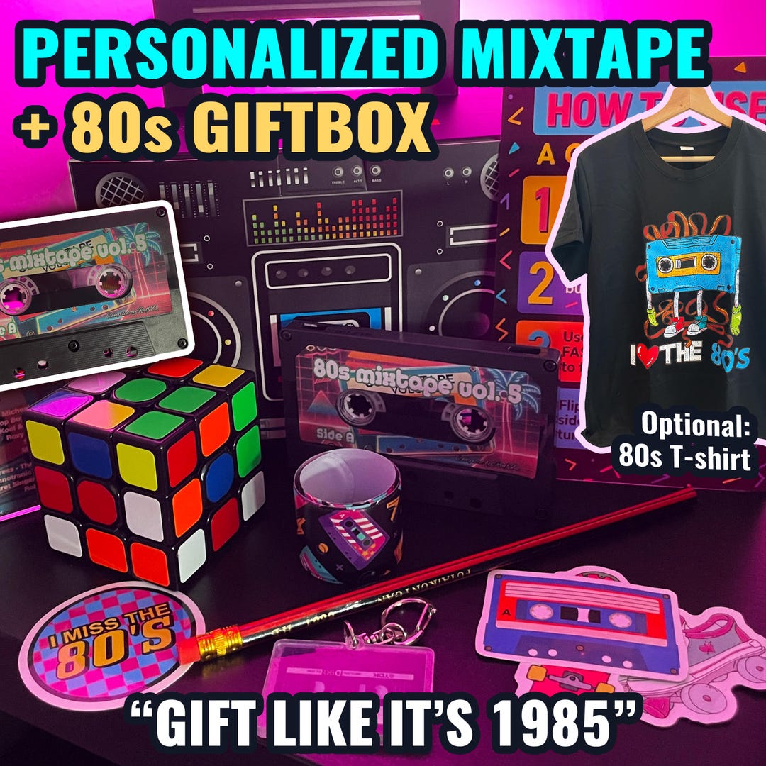 Custom Mixtape Cassette + Ultimate 80s Giftbox | Retro Personalized ...