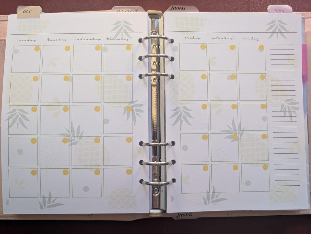 Undated Monthly Planner Printable - Pineapple Fruit Theme | Digital ...