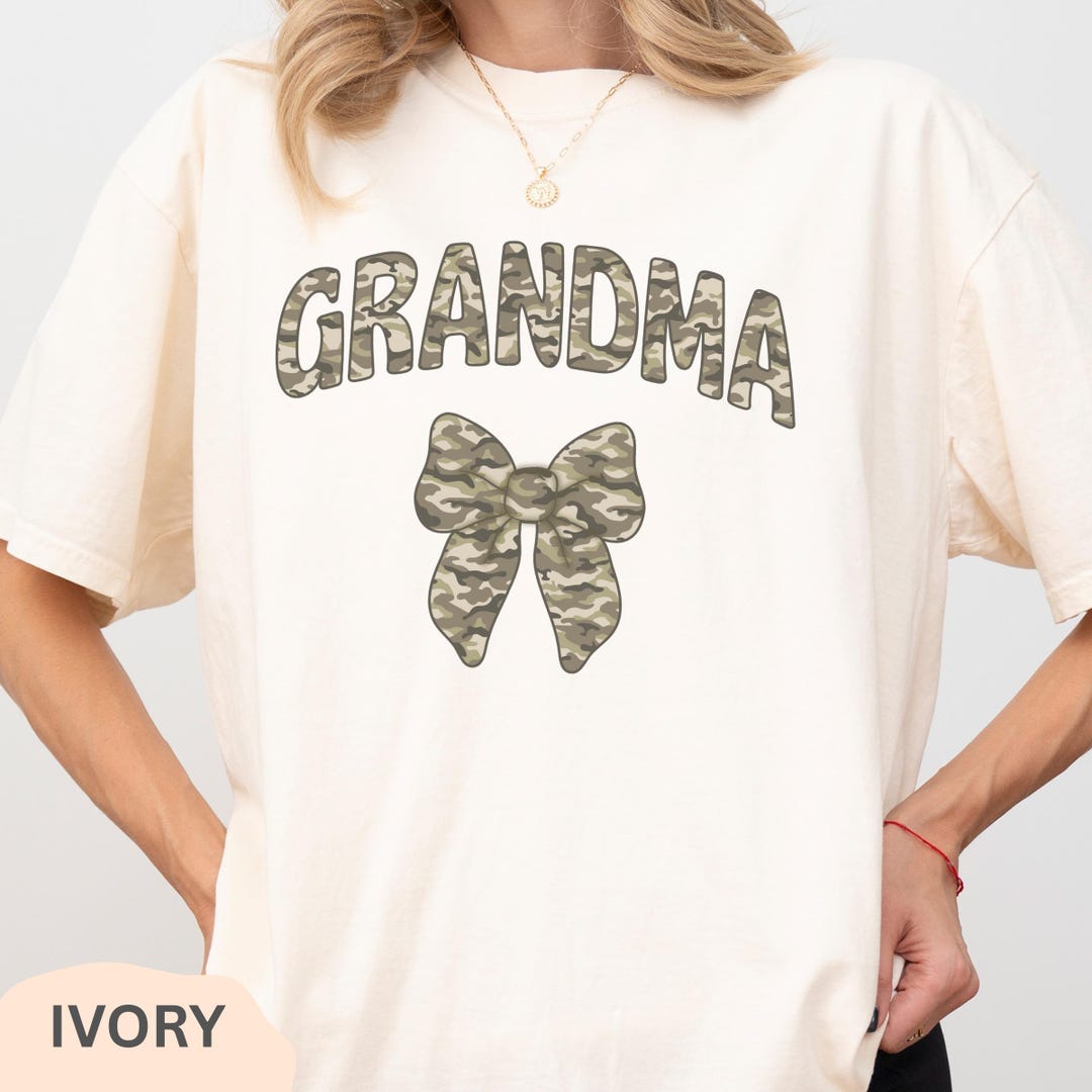 Comfort Colors® Custom Camo Grandma Shirt, Personalized Camo Bow Tshirt ...