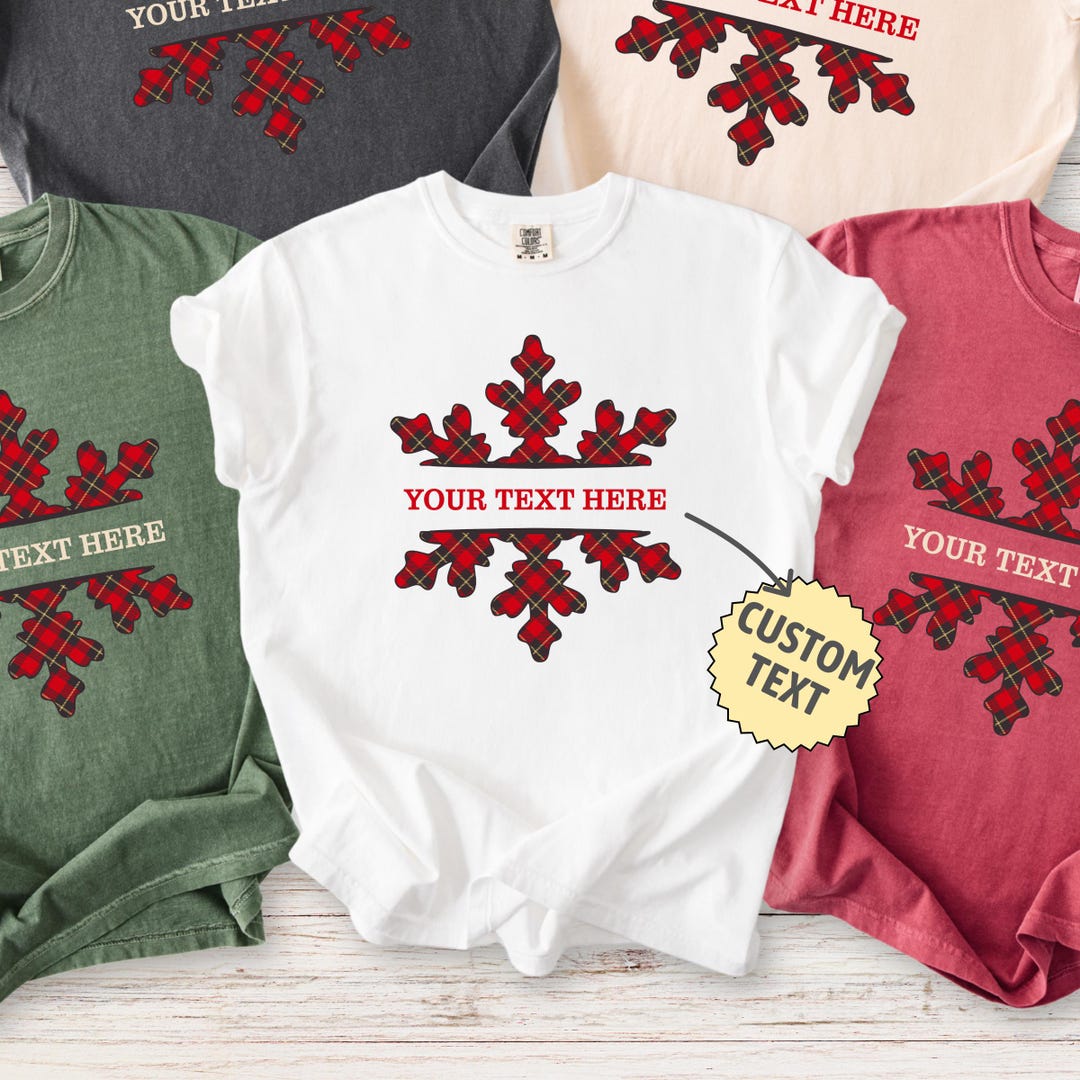Custom Plaid Snowflake Shirt, Comfort Colors® Holiday Family Name Tee ...