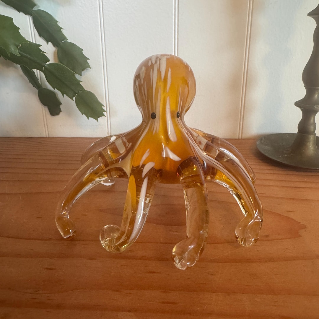 Large Vintage Hand Blown Swirled Glass Octopus Paperweight - Etsy