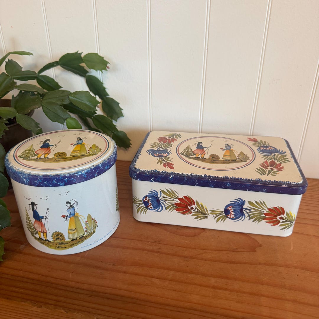 Sweet Vintage HB Henriot Folk Art Tins - Massilly France - Etsy
