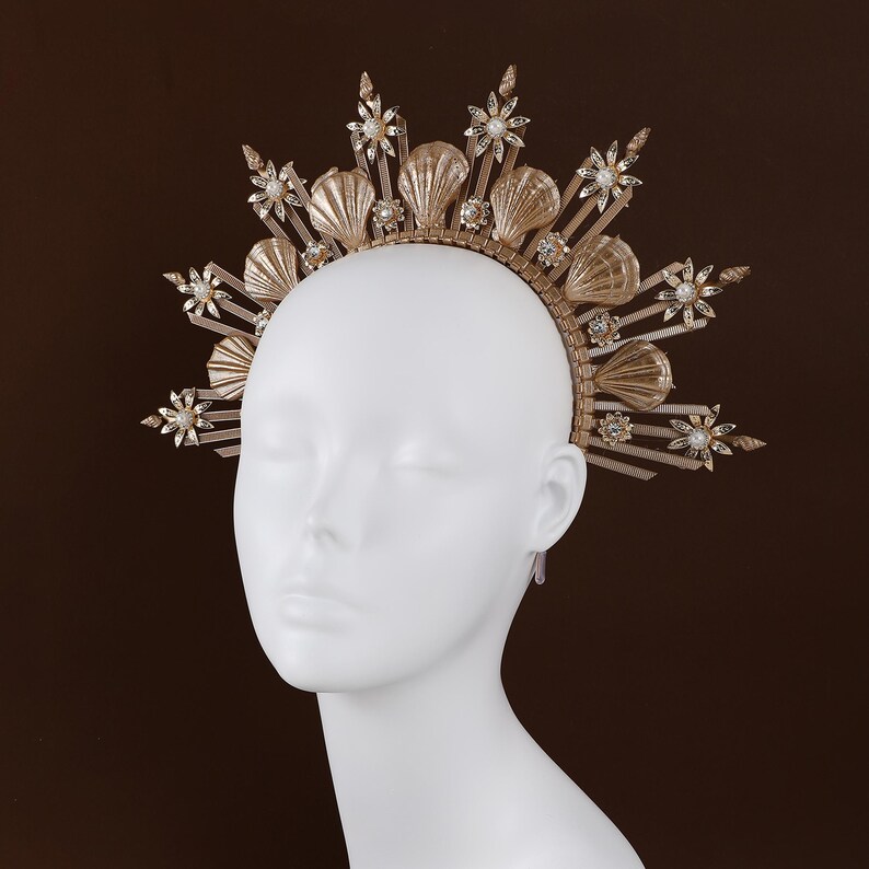 Women’s Mermaid Seashell Halo Crown – Goddess Headpiece for Halloween ...