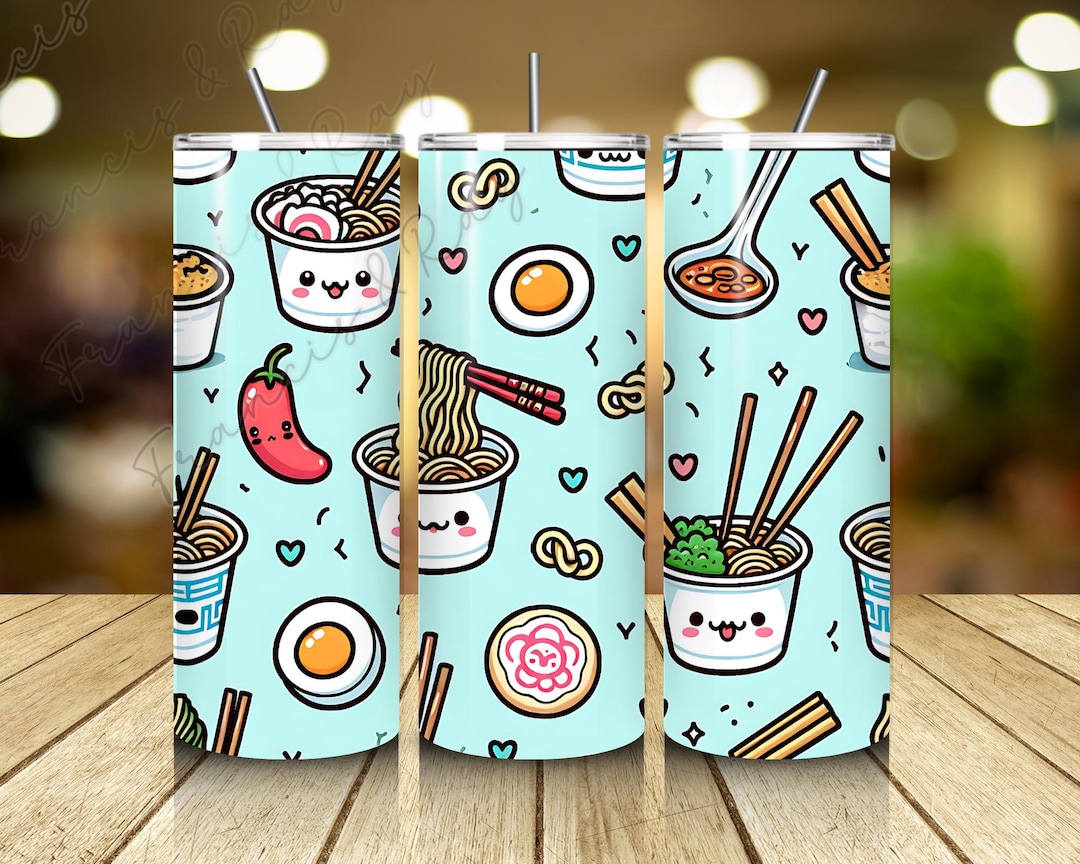 Kawaii Ramen Tumbler Wrap PNG | Seamless 20oz Skinny Tumbler ...
