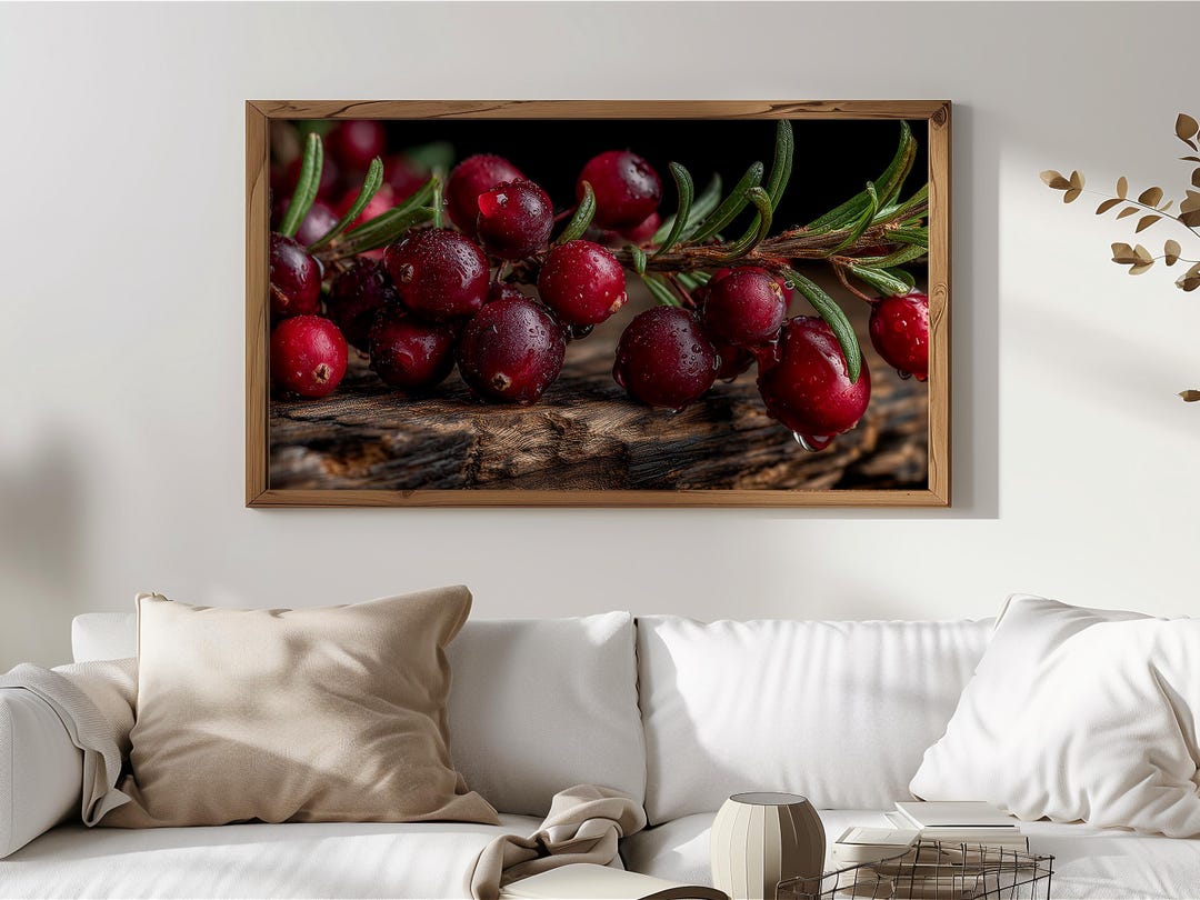 Rustic Cranberry TV Art for Frame TV, Cozy Farmhouse Art ...