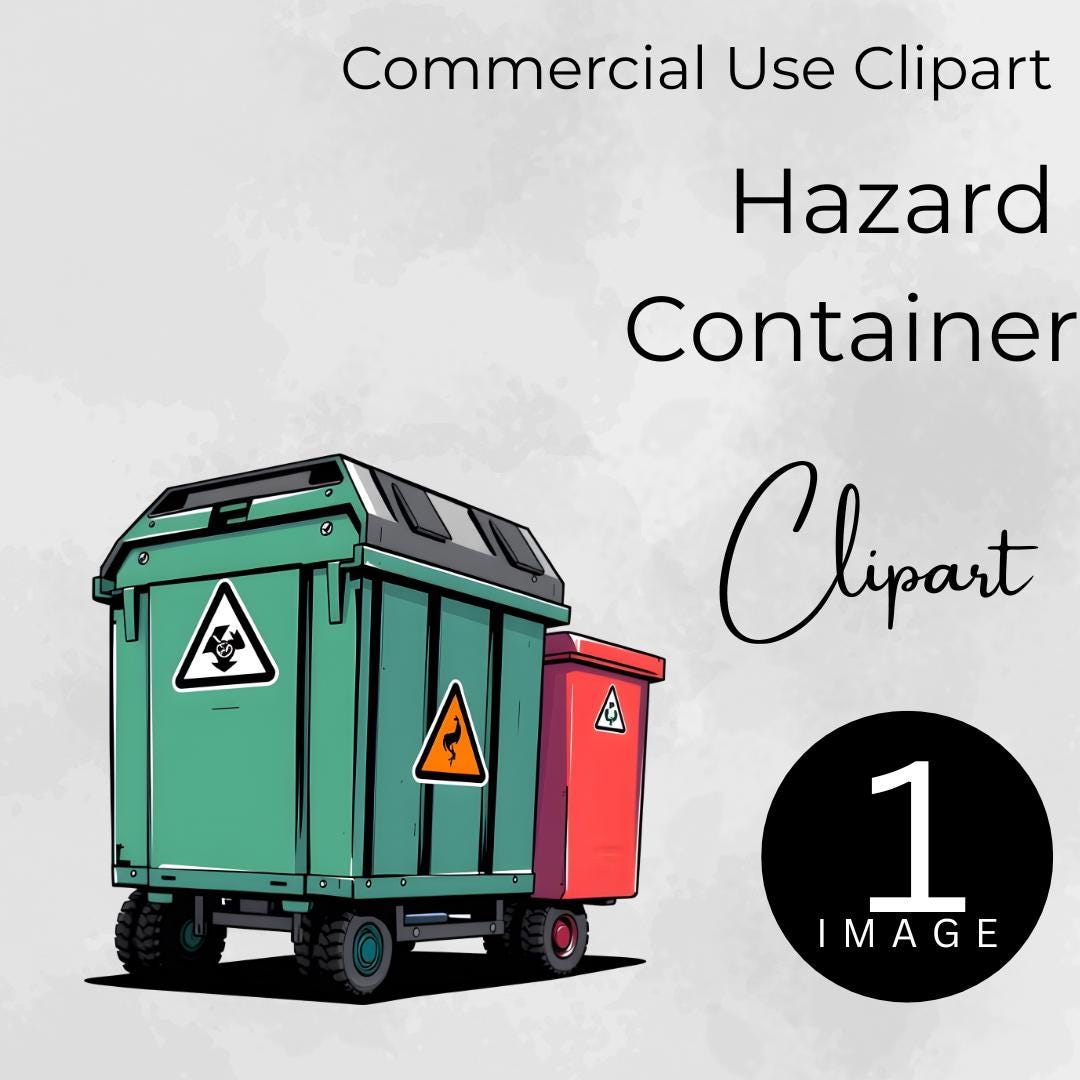 Recycling & Hazard Bin Clipart PNG – Cartoon Dumpster + Trash Can With ...
