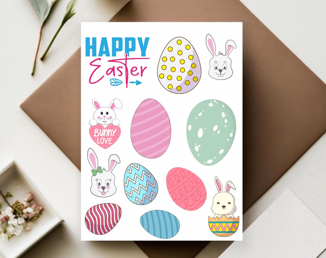 3 Easter Sticker Sheets – Printable Spring Stickers for DIY Crafts ...