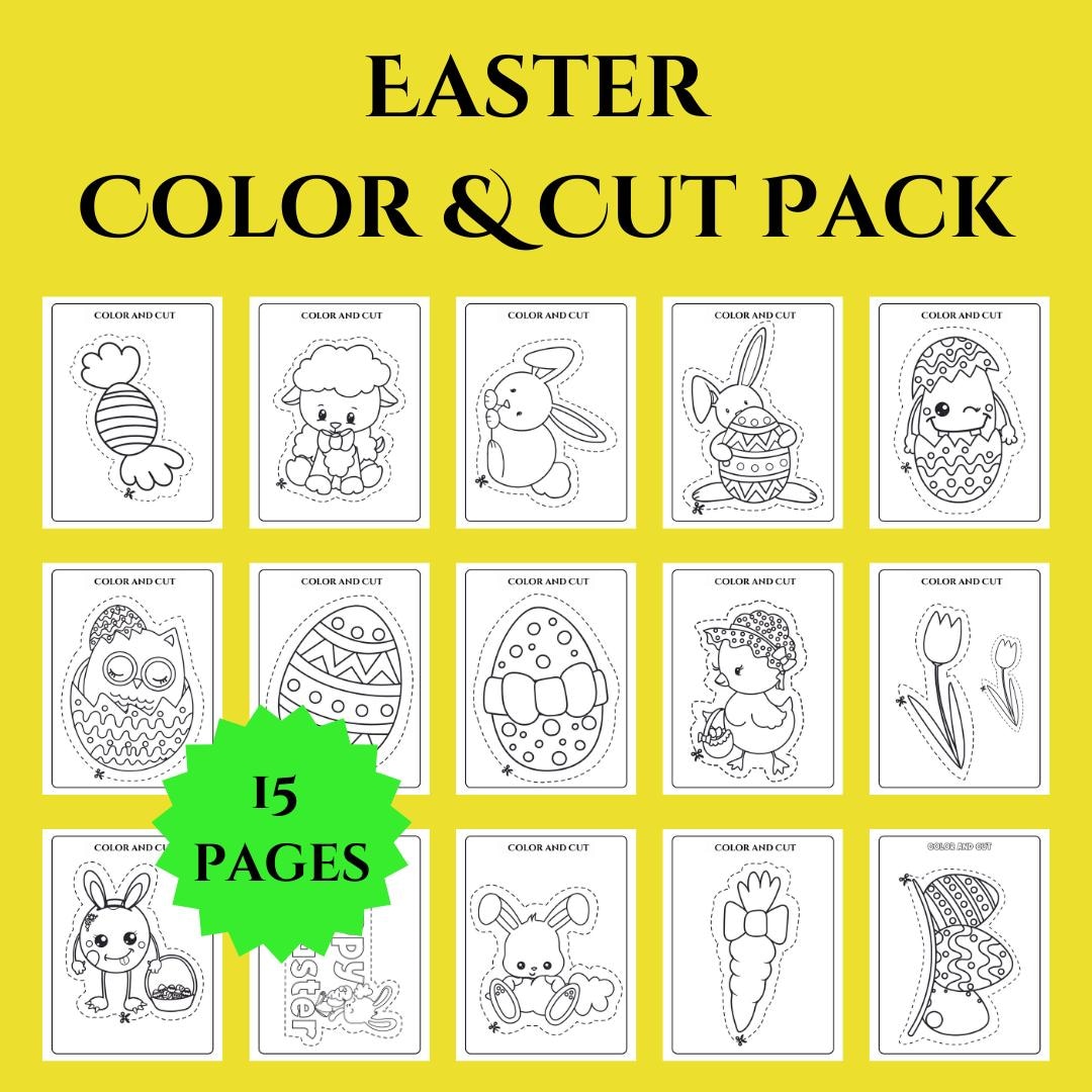 Easter Color & Cut Pack – 15 Fun Printable Pages for Kids! (PNG + PDF ...