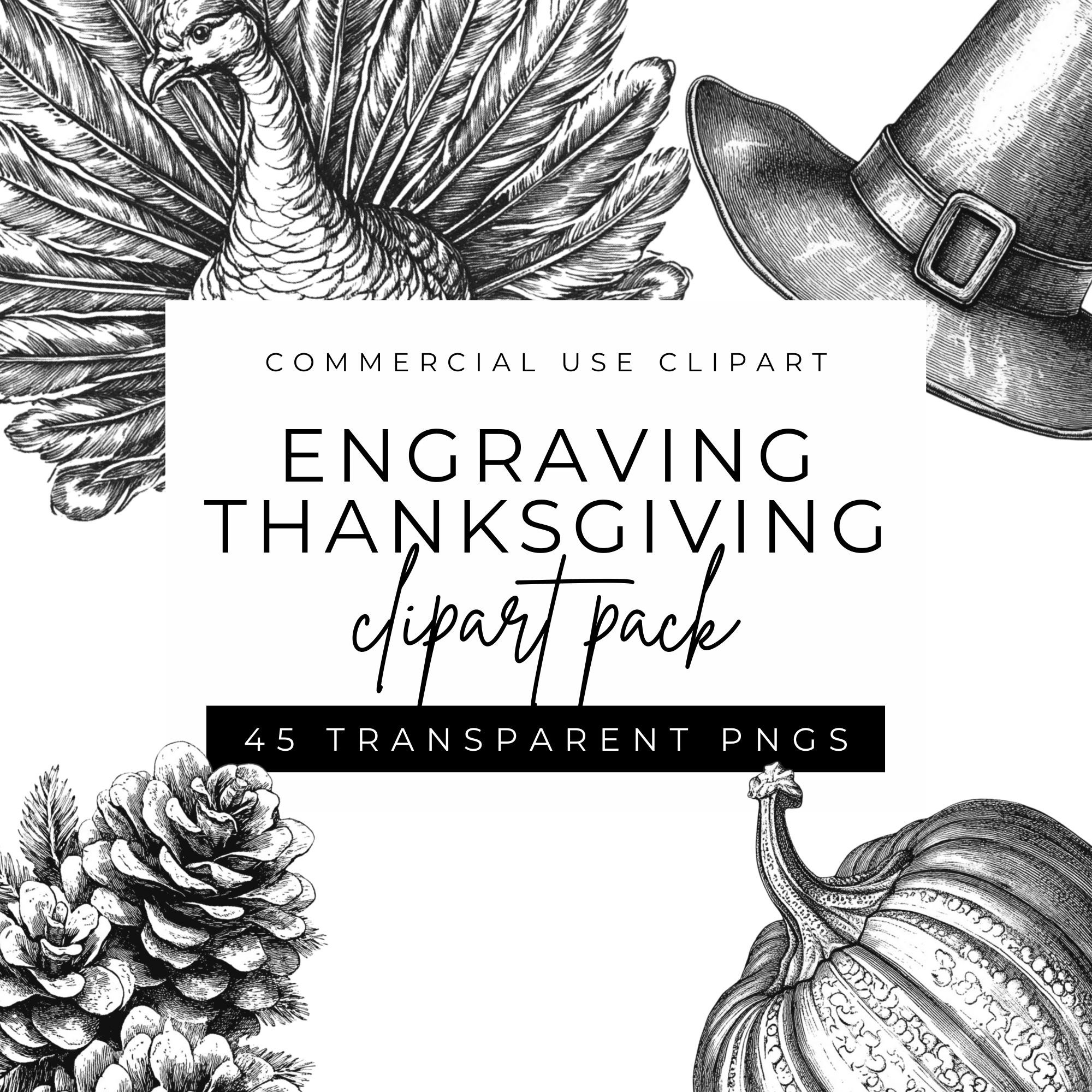 Thanksgiving Engraving Clipart – 45 PNG Images (300 DPI) - Etsy