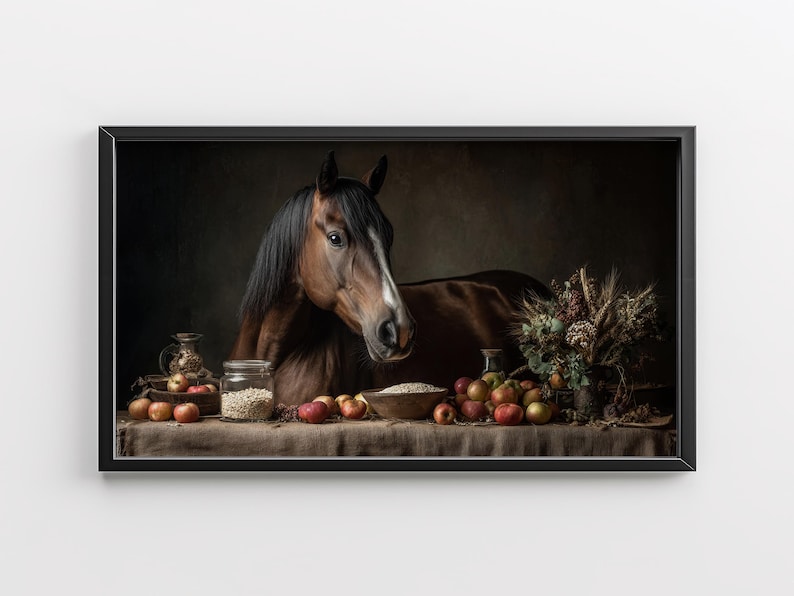 Moody Bay Horse Frame TV Art, Rustic Farmhouse Art, Vintage Harvest ...
