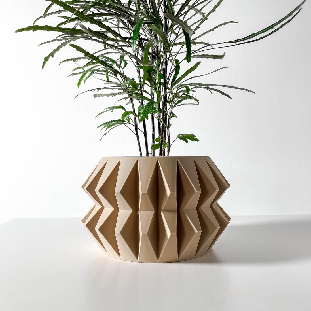 3D Printed Planter Pot "almin": Modern Geometric Home Decor, Drainage ...