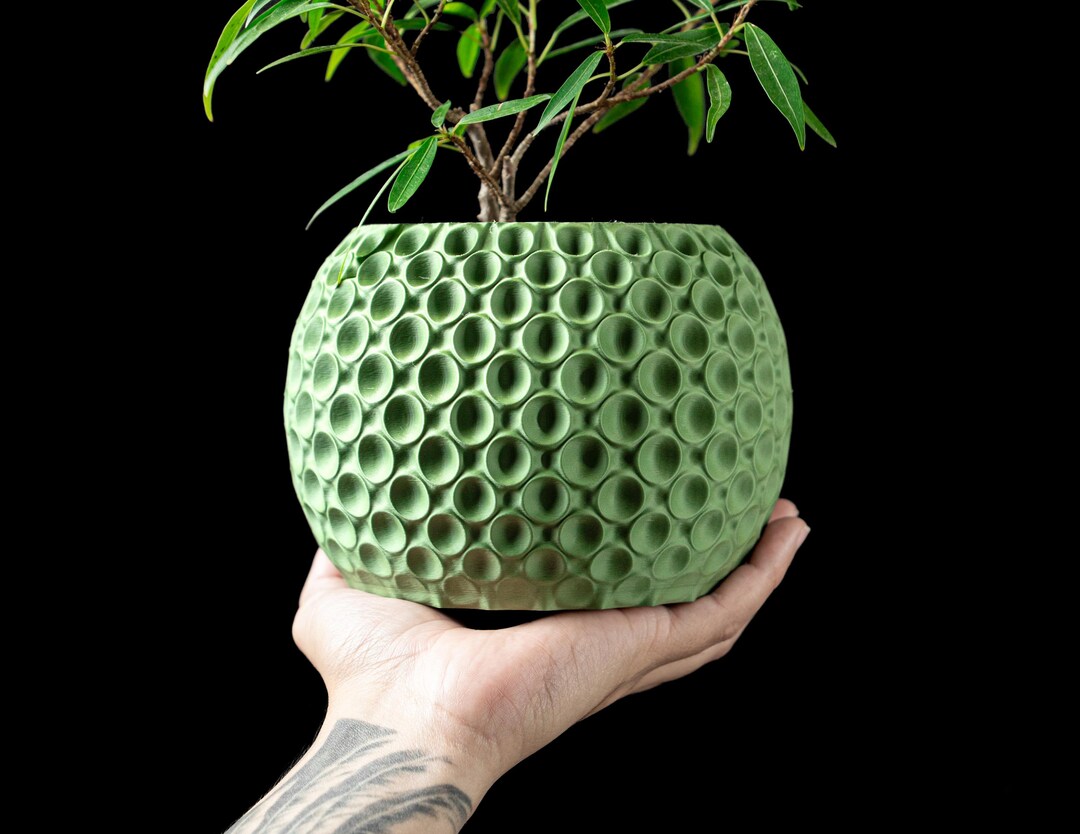 Planter Pot, Rounded Shape, Bubble Dimple Texture, 3D Printed PLA ...