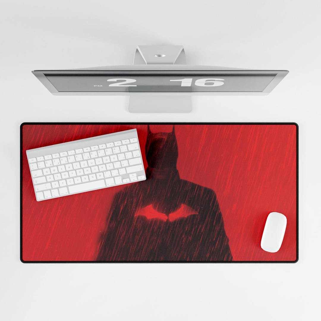 Batman Red Rain Desk Mat, Gamer Desk Pad, Office Decor, Comic Style ...