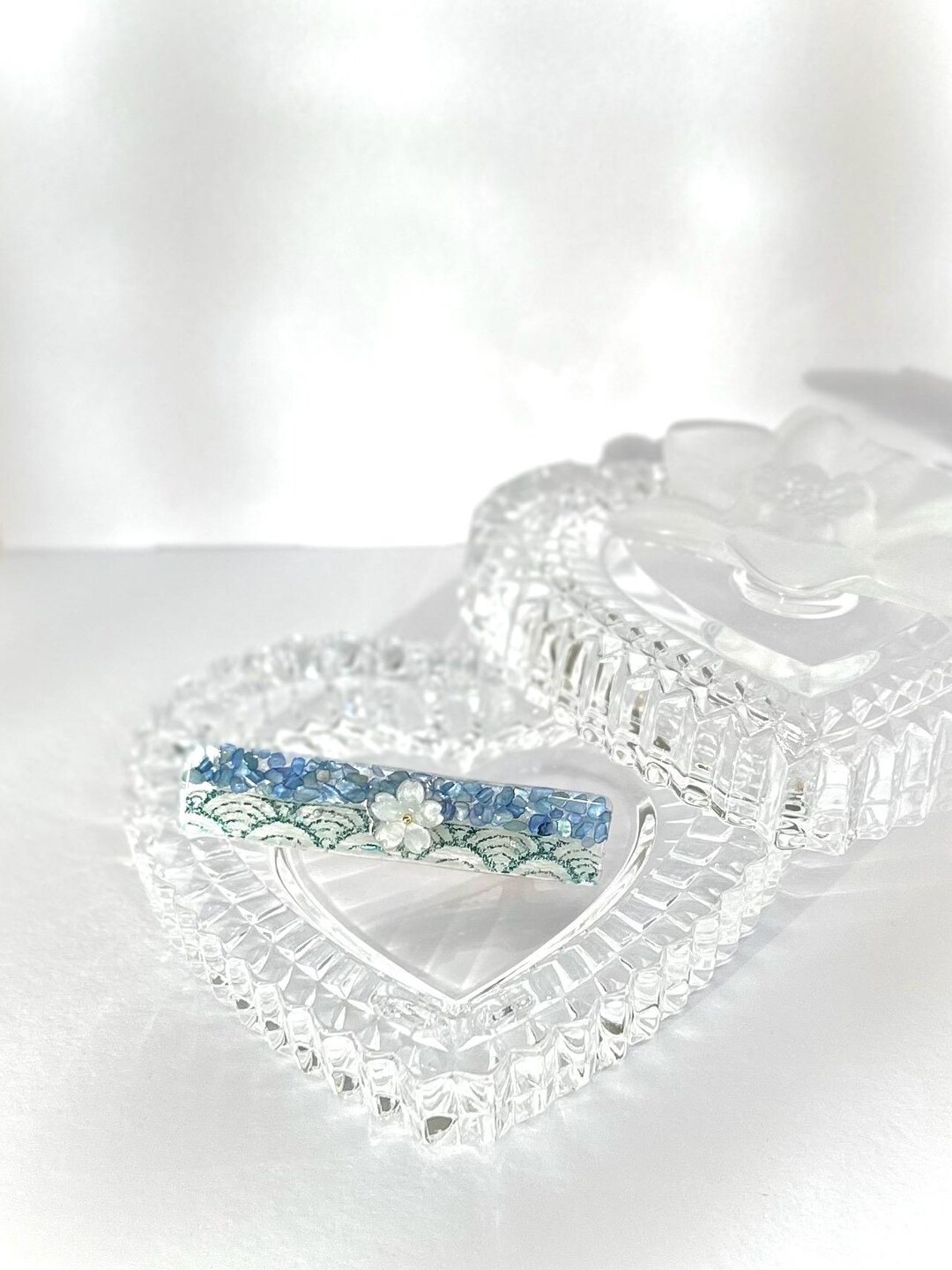 Japanese Kimono Hair Clip – Seigaiha Wave Pattern, Cherry Blossom ...