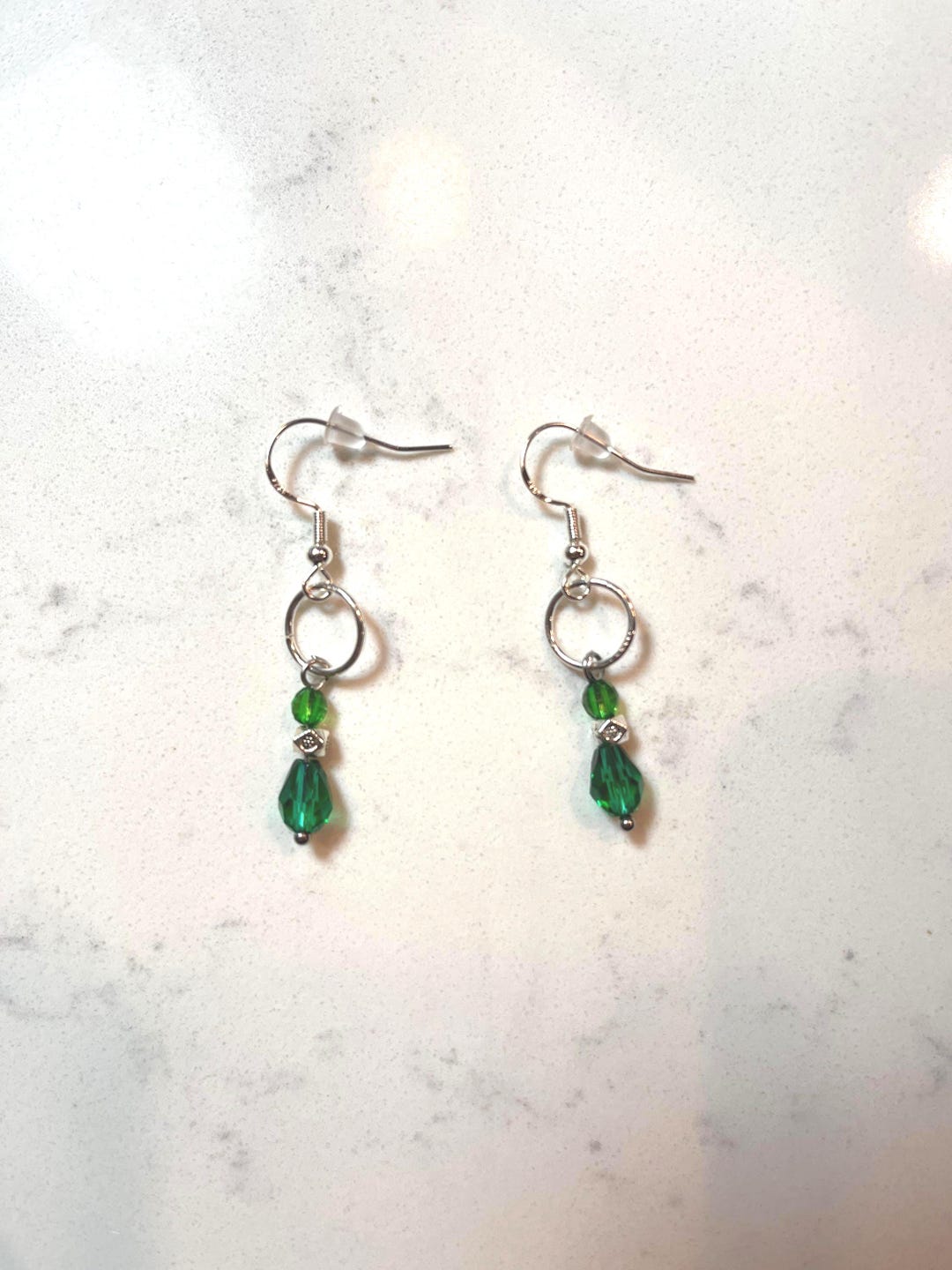 Emerald Green Drop Earrings - Etsy