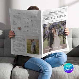 Wedding Newspaper Template Printable Folded Itinerary & Infographic ...