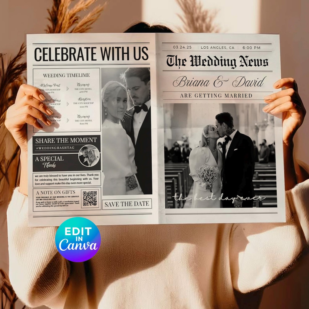 Wedding Newspaper Template With Photo, Wedding Newspaper Template ...