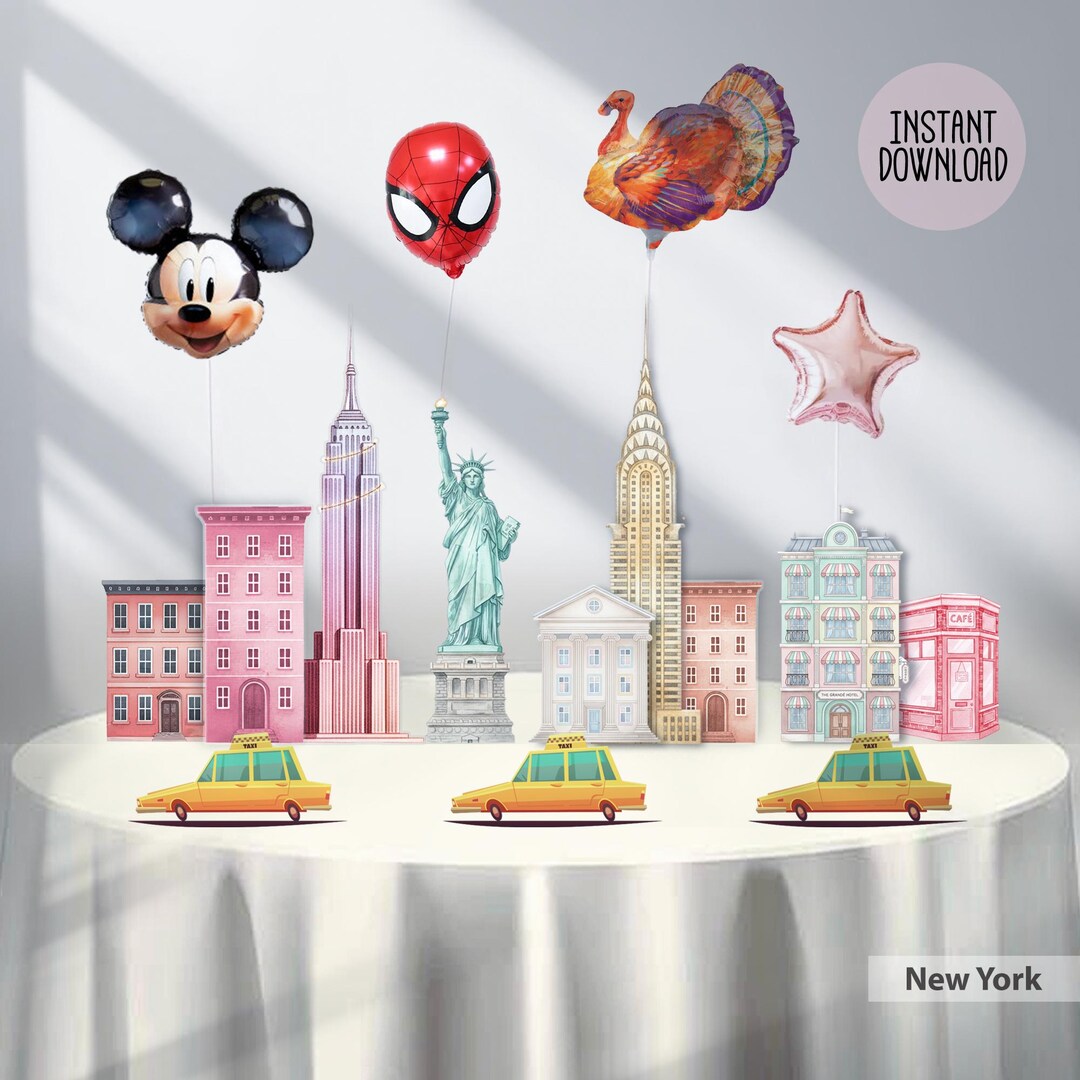 Thanksgiving Parade Skyscraper Centerpiece Printable, NYC Skyline Table ...