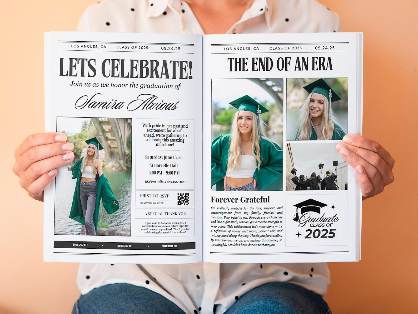 Canva Graduation Newspaper Template: Photo Grad Announcement (digital ...