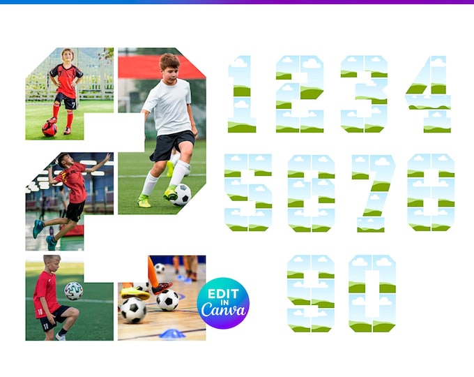 Sports Number Photo Collage Template: Editable Canva Design (digital ...