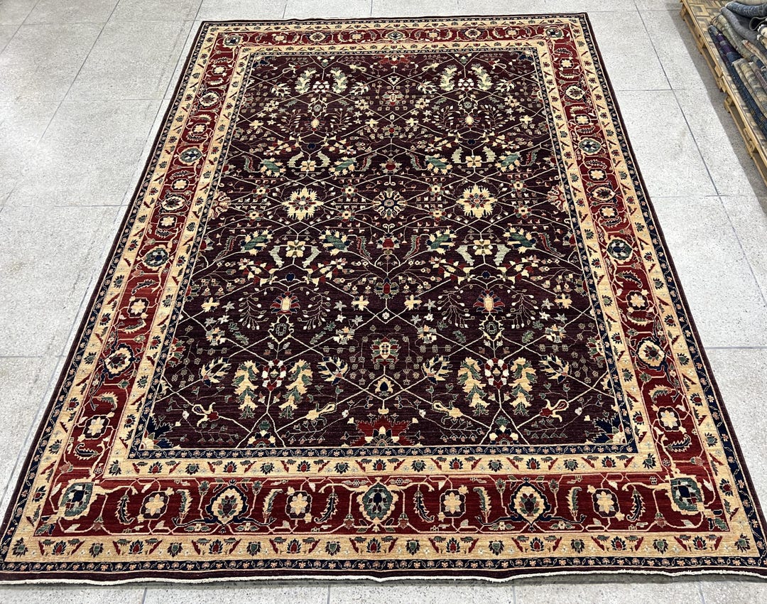 9x12 Maroon Fine Oriental Area Rug, Hand Knotted Rug, Bedroom Rug ...