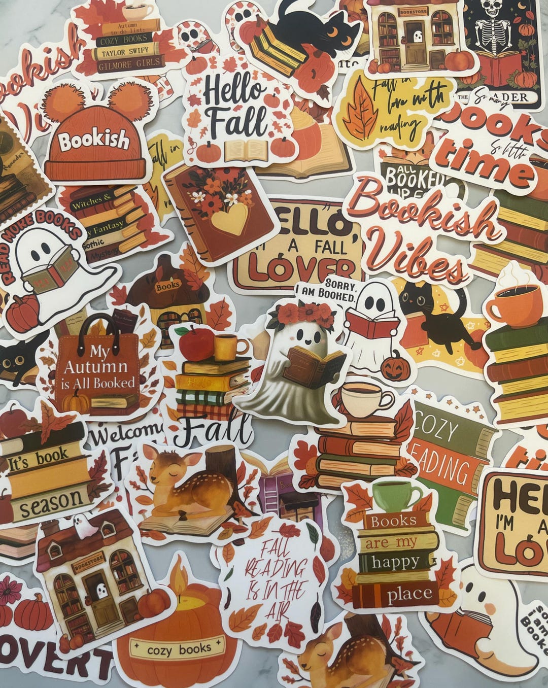 Bookish Fall Sticker Pack | Cozy Autumn Spooky Reading Vinyl Stickers ...