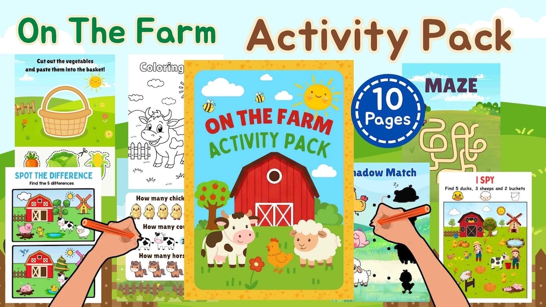 Farm Activity Book for Kids: Preschool Printable Worksheets (PDF) - Etsy