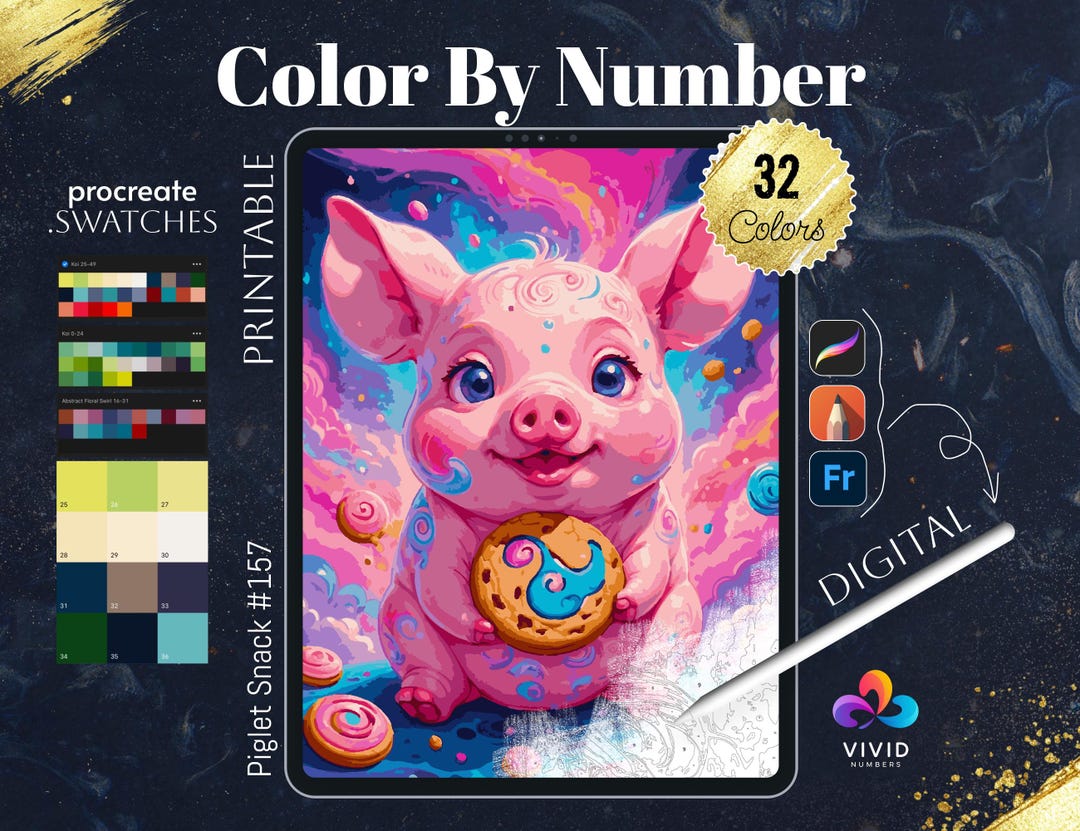 Piglet Snack Color by Numbers Printable Paint by Numbers Digital ...