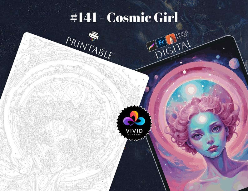 Cosmic Girl Color by Numbers Printable Paint by Numbers Digital ...