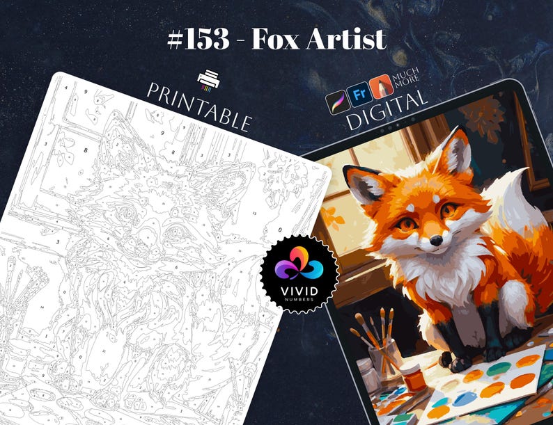 Fox Artist Color by Numbers Printable Paint by Numbers Digital Coloring ...