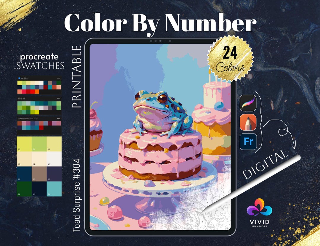 Toad Surprise Color by Numbers Printable Paint by Numbers Digital ...