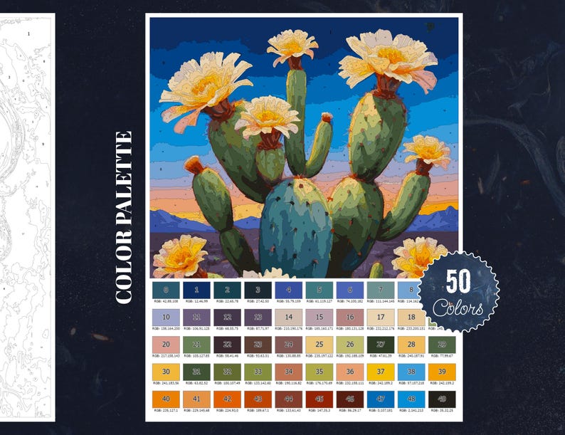 Pipe Cacti Coloring by Number Printable Paint by Numbers Digital ...