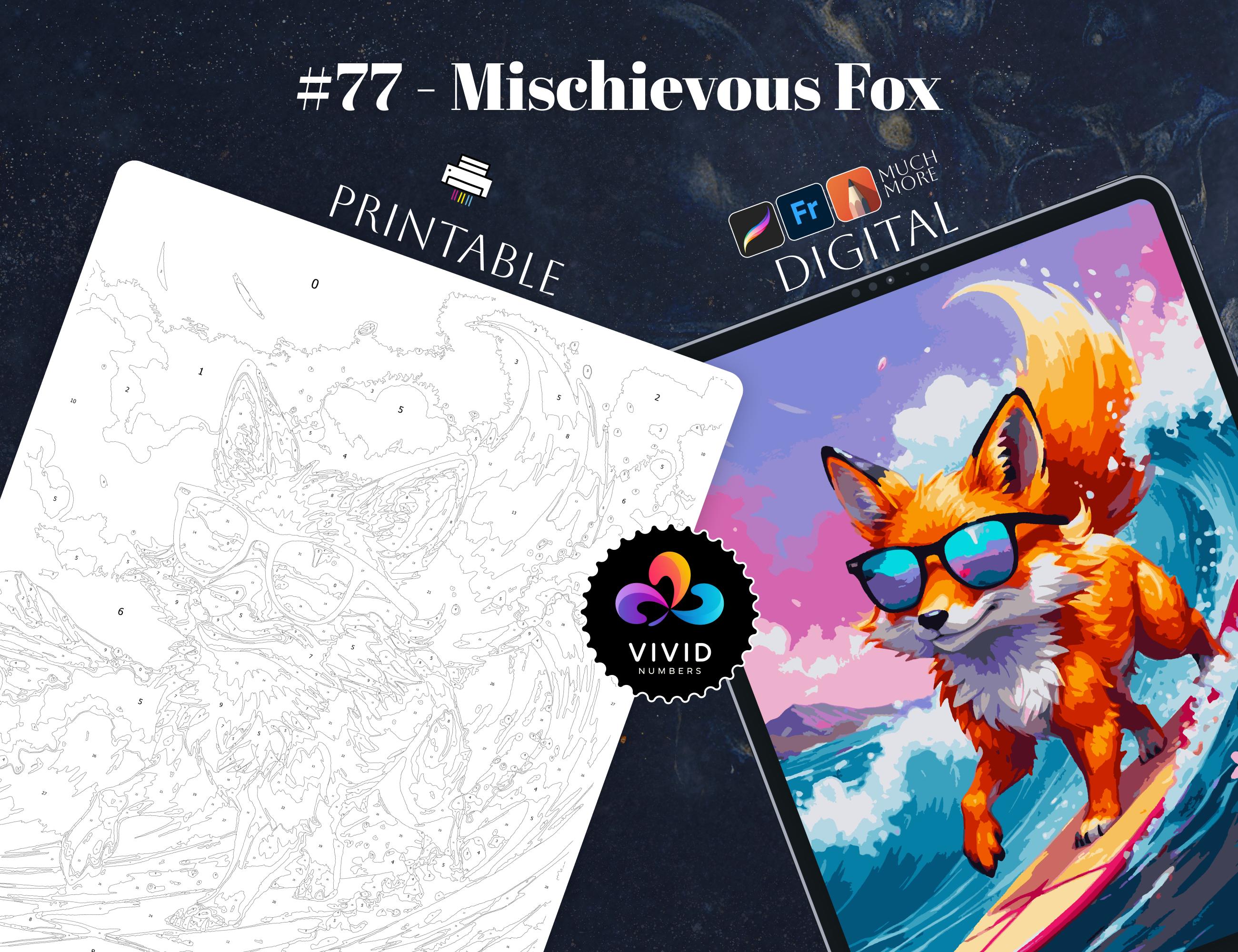 Mischievous Fox Coloring by Numbers Paint by Numbers Digital Coloring ...