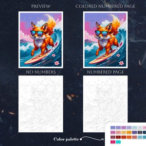 Mischievous Fox Coloring by Numbers Paint by Numbers Digital Coloring ...