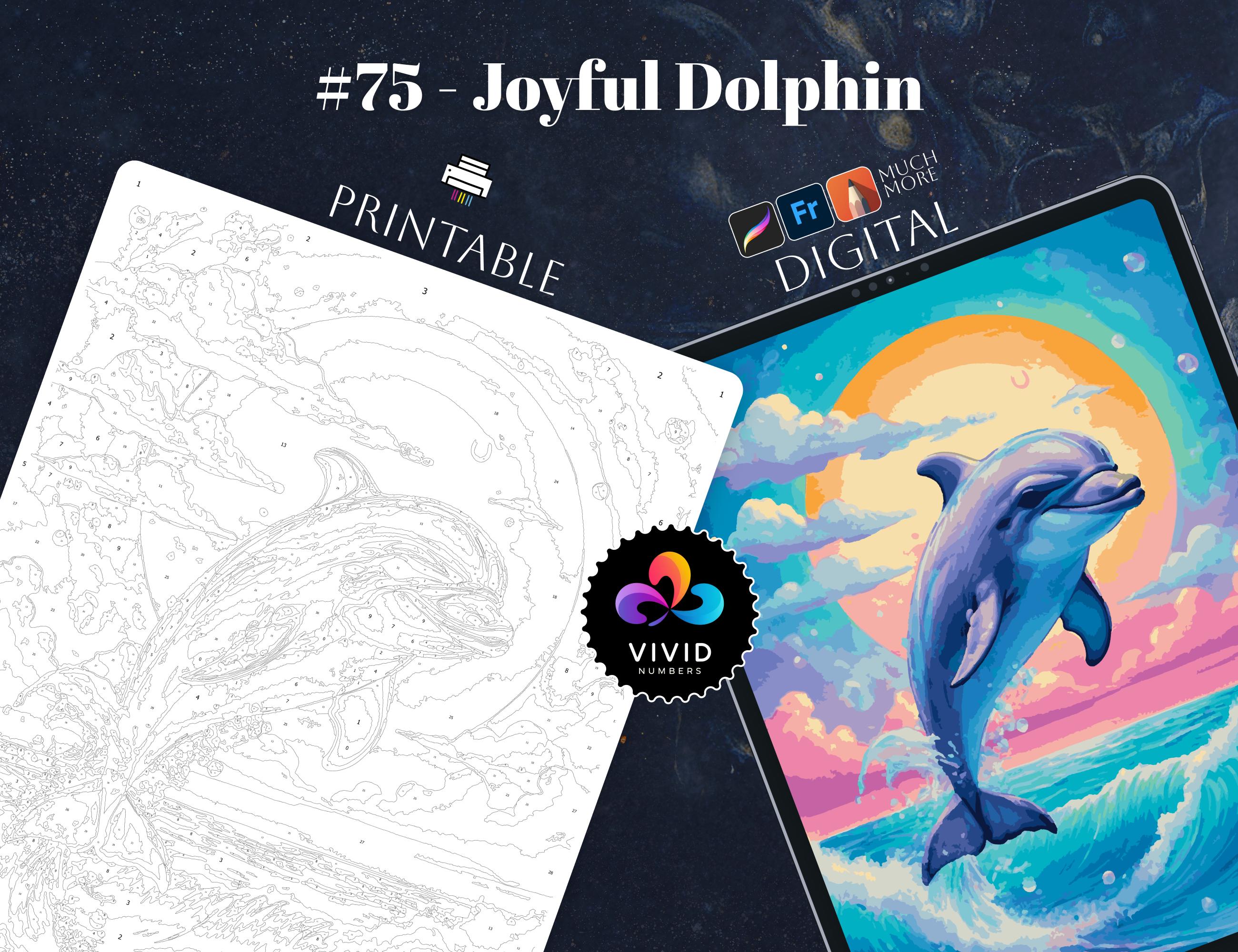 Joyful Dolphin Color by Numbers Printable Paint by Numbers Digital ...