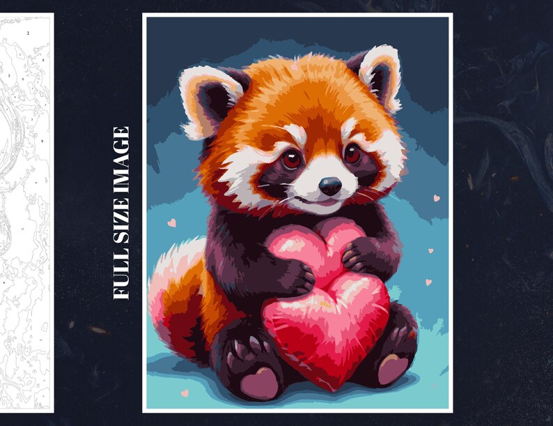 Little Red Panda Color by Numbers for Adults Printable Paint by Numbers ...