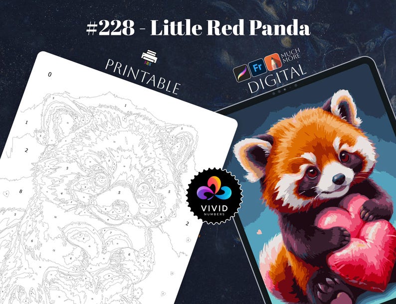 Little Red Panda Color by Numbers for Adults Printable Paint by Numbers ...